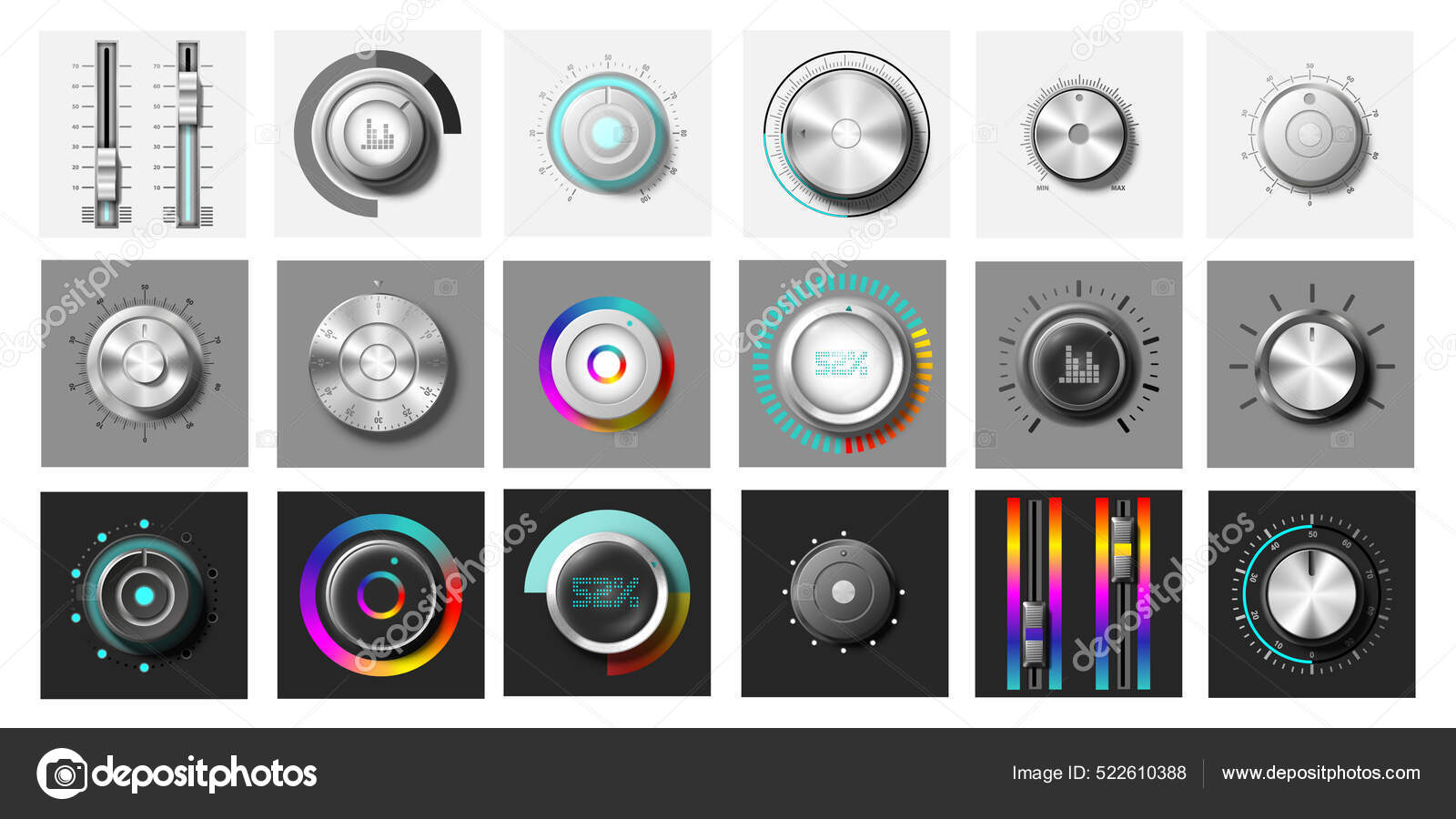 Set of round adjustment dial Stock Vector by ©mentalmind 522610388