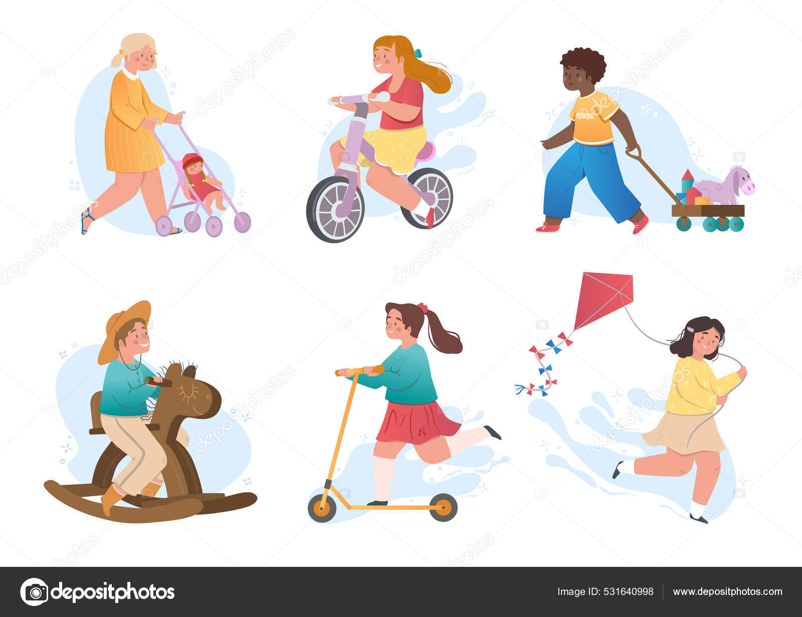 Kids play with their favorite toys concept Stock Vector Image by ...