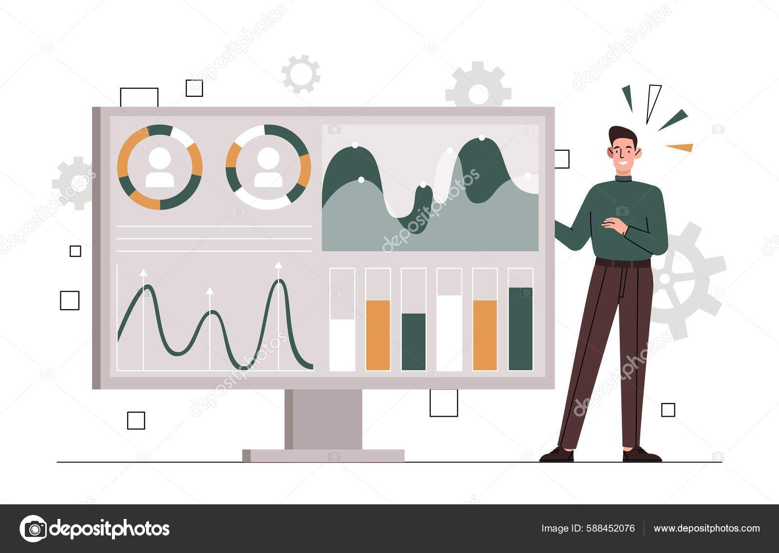 Site Stats Concept Man Stands Next Graphs Charts Analytical Department ...
