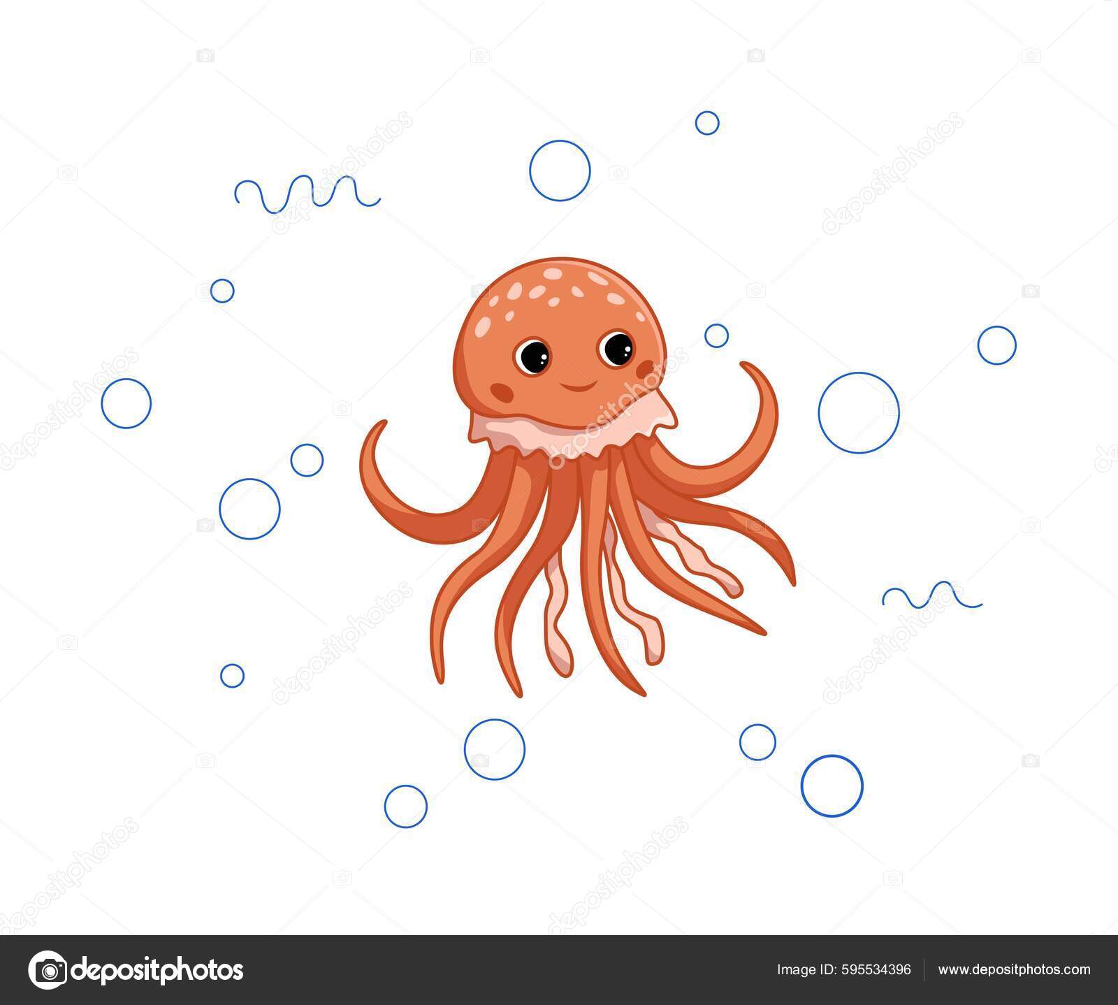 Orange Cartoon Octopus
