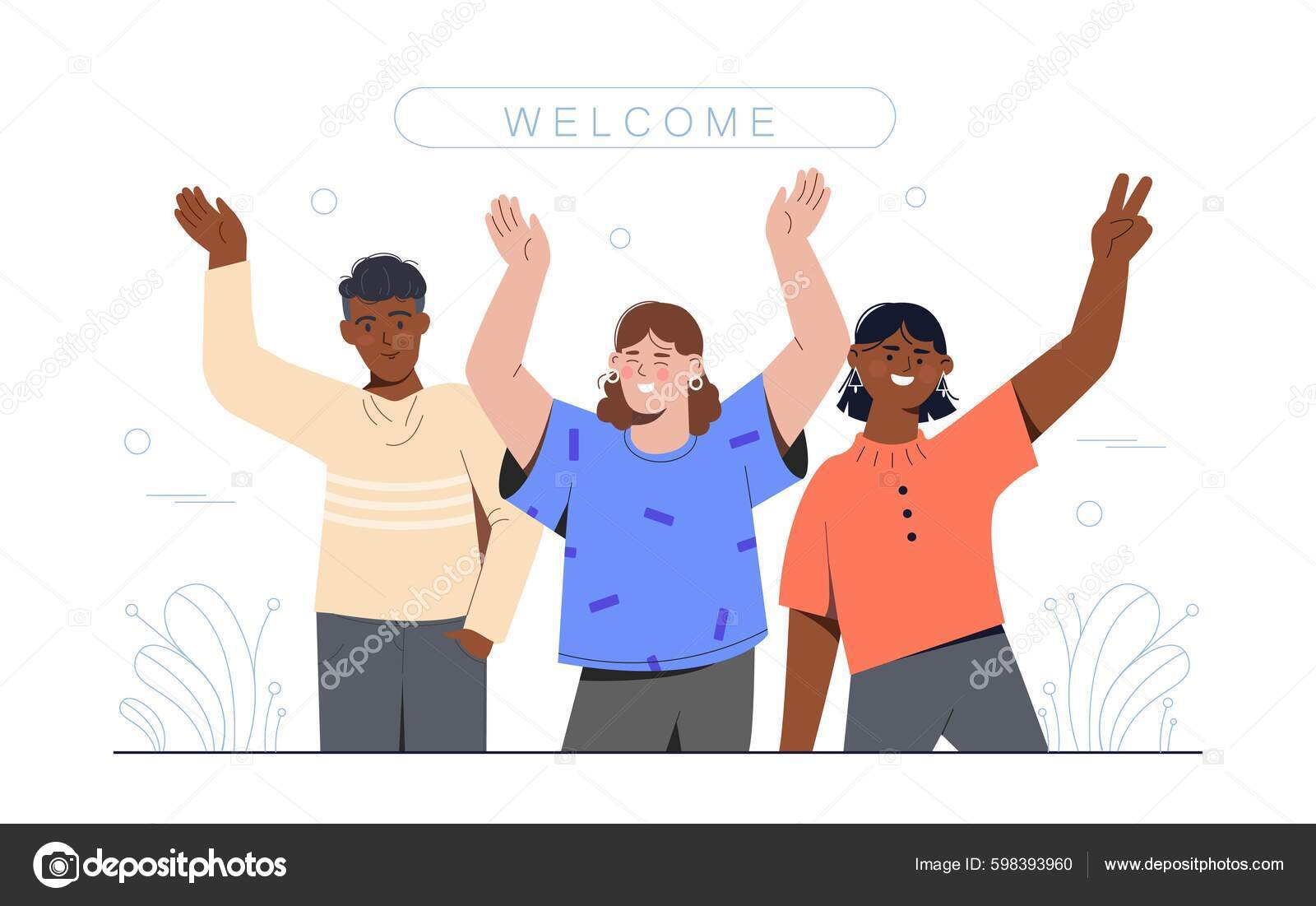 Cheerful People Concept Employees Welcome Newcomer Company Organization ...