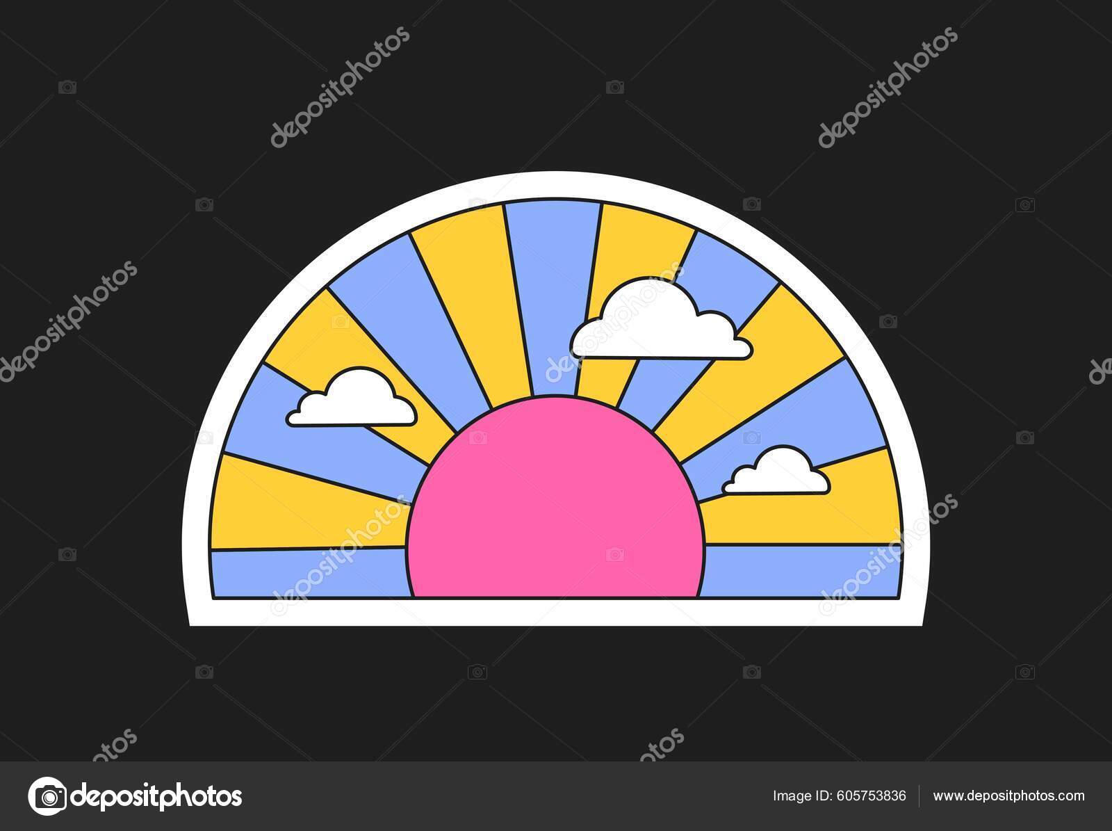 Colorful Sun Sticker Design Elements Social Networks Abstract Red ...