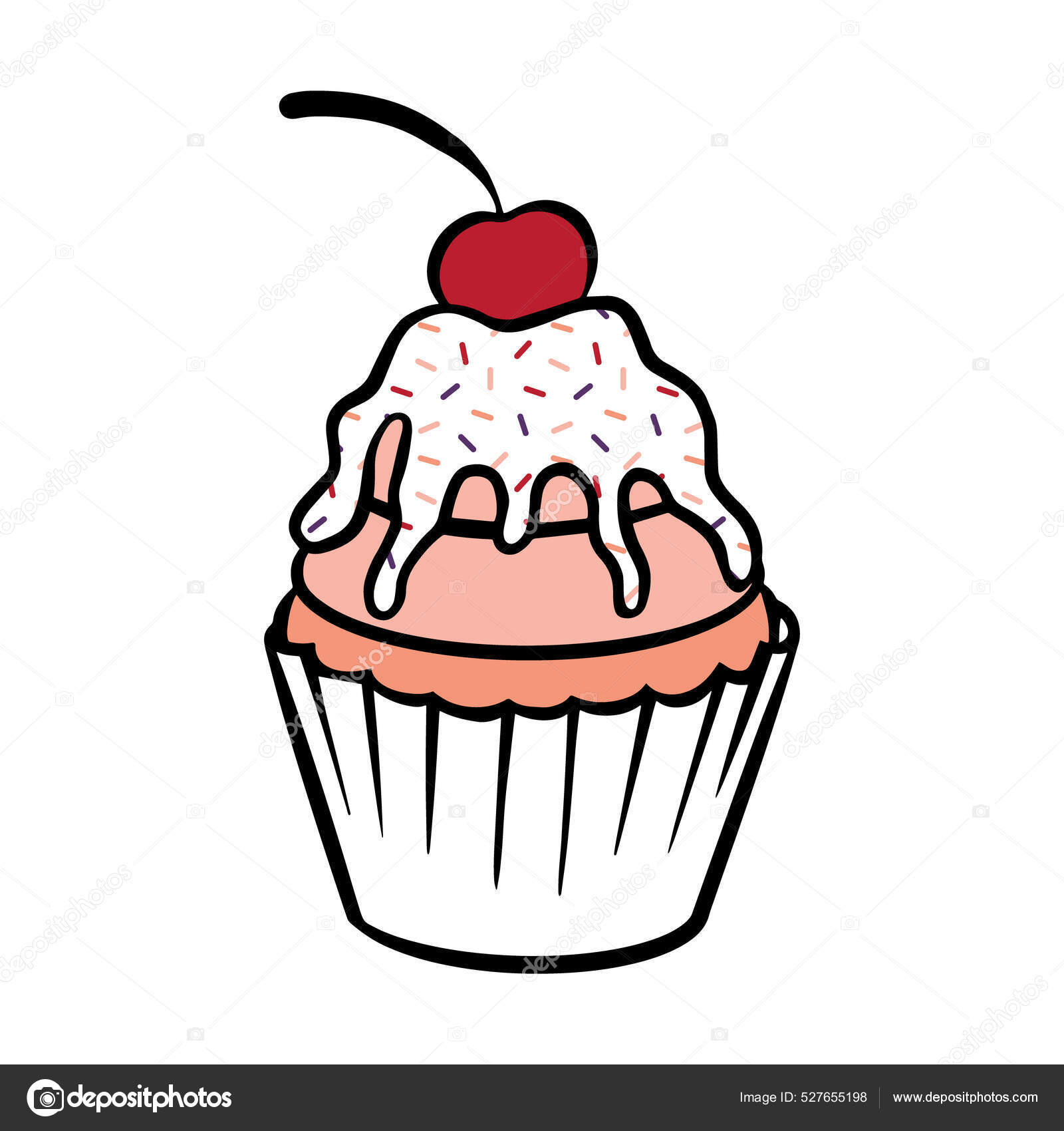 Cartoon Cupcake Outline