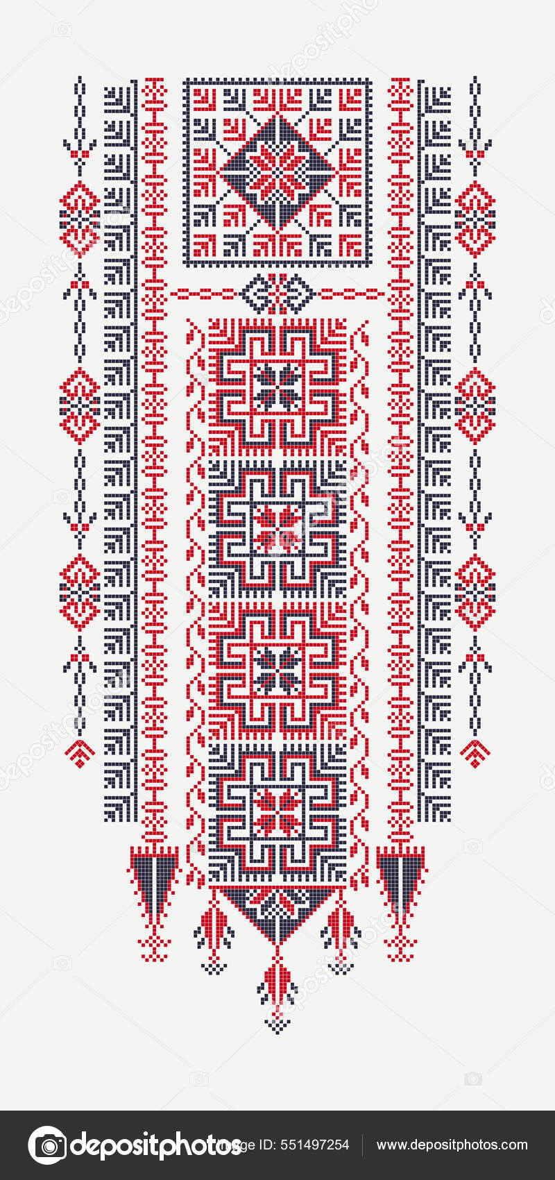 Vector Tatreez Ornament Traditional Palestinian Embroidery Pattern ...