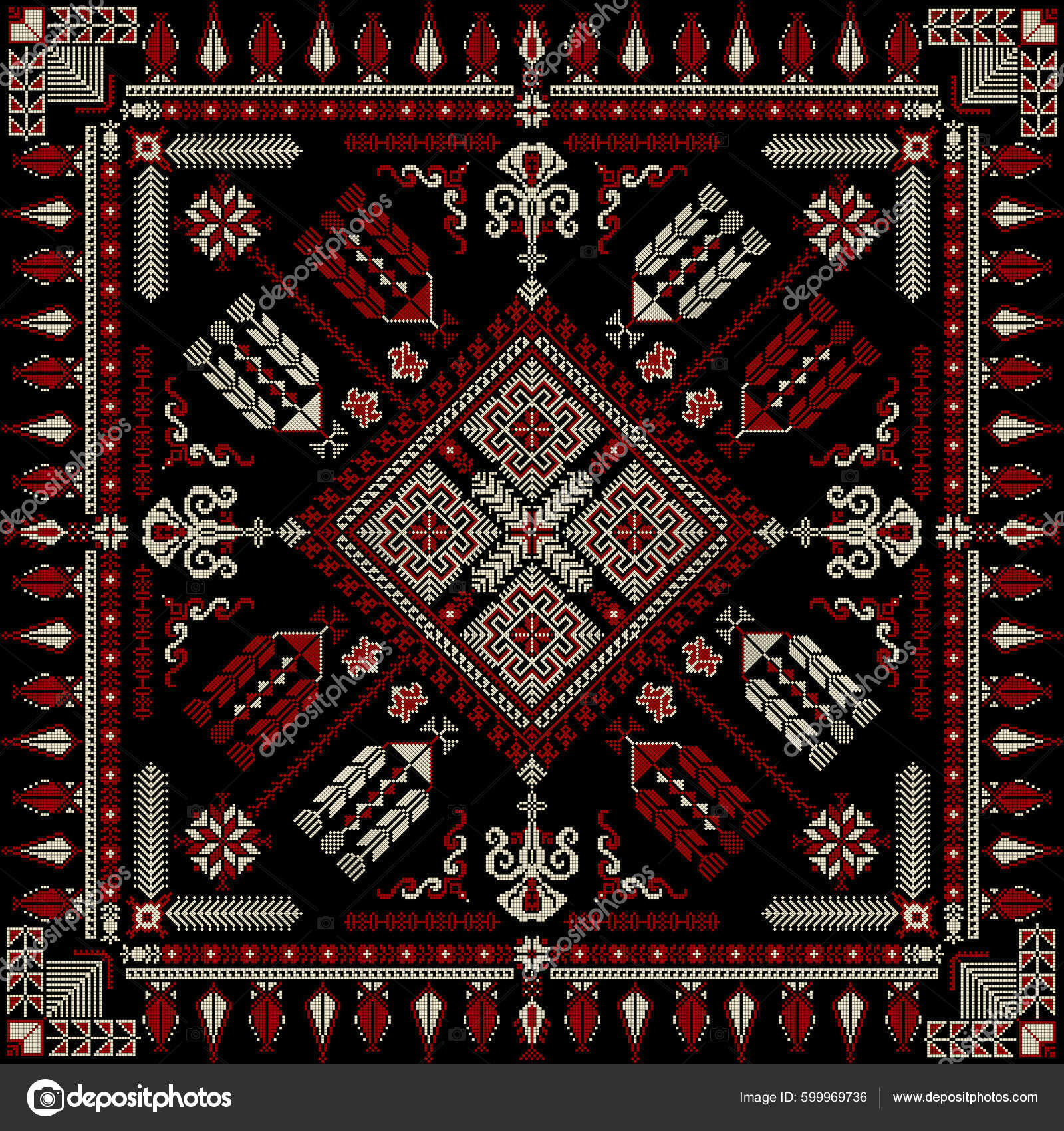 Embroidery Tatreez Pattern Palestinian Fashion Vector Ornament Vector ...