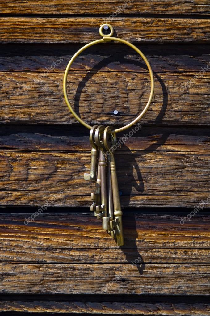 Old-Fashioned Keys Hanging On Log Wall — Stock Photo © DesignPicsInc ...