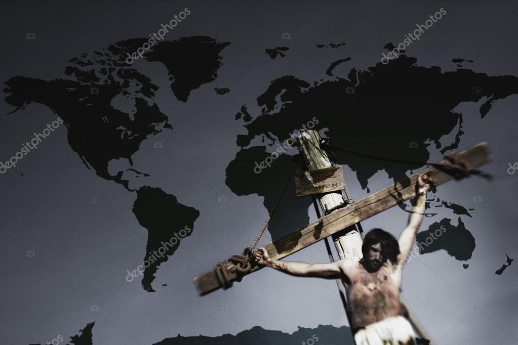 Jesus On Cross With Map In Background Stock Photo by ©DesignPicsInc ...