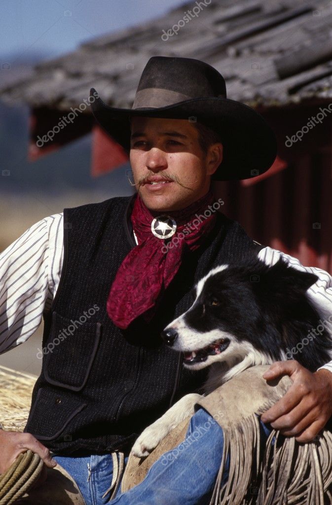 Cowboy With Border Collie Dog — Stock Photo © DesignPicsInc #31720297