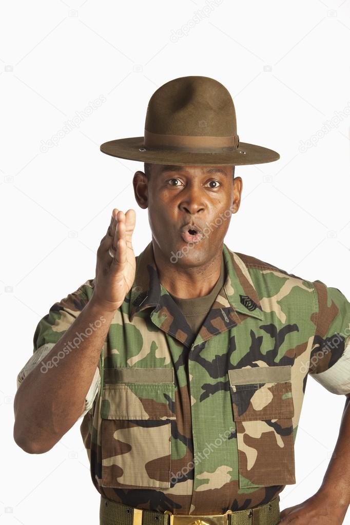 hombre militar dando órdenes — Foto de stock © DesignPicsInc #31942829