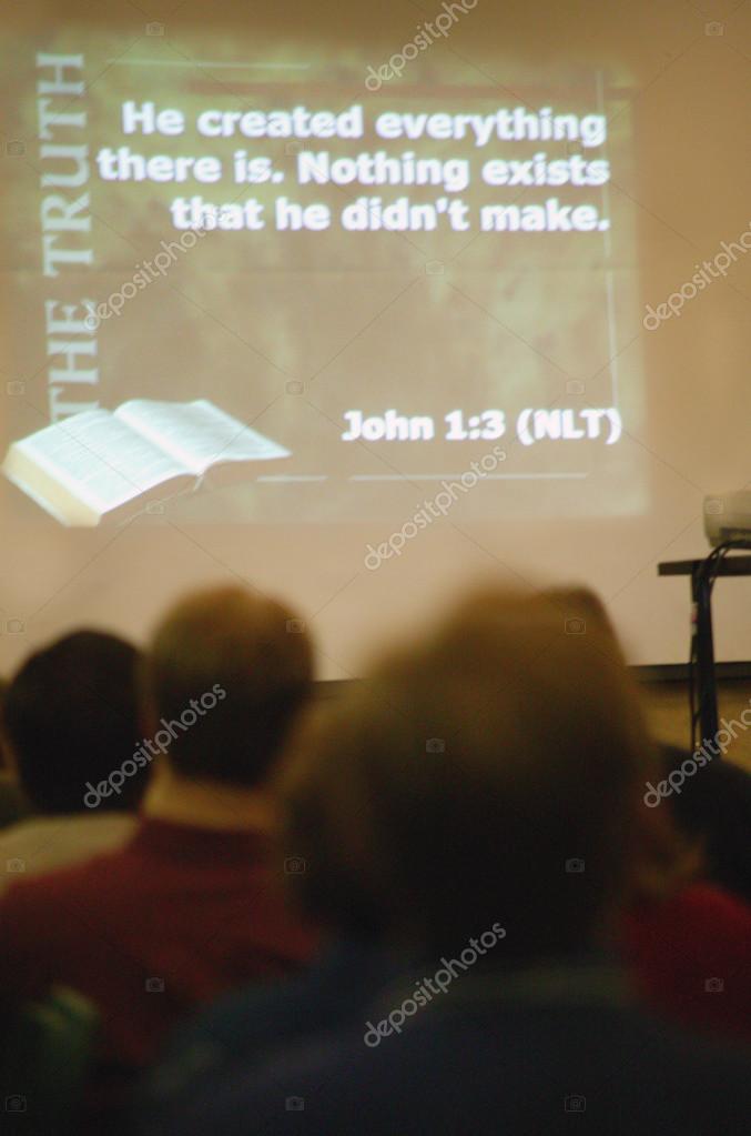 Scripture From John Projected On Wall In Church — Stock Editorial Photo ...