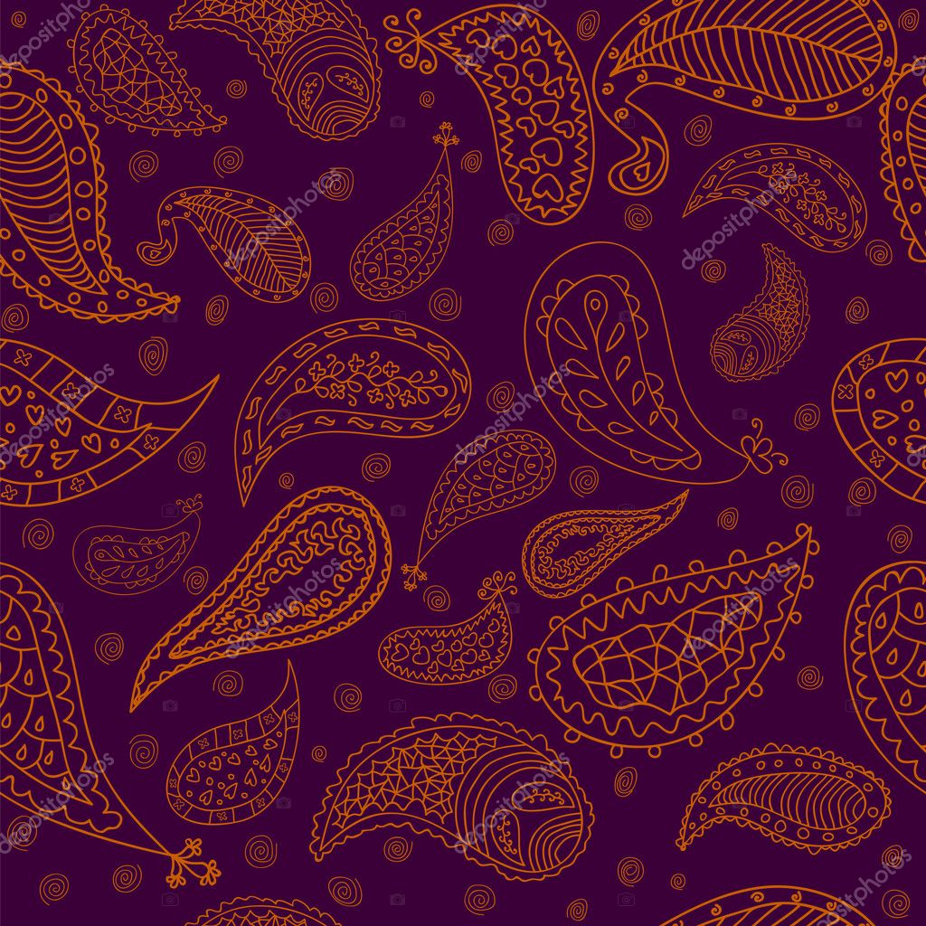 Hand drawn paisley elements vector seamless pattern Stock Vector Image ...