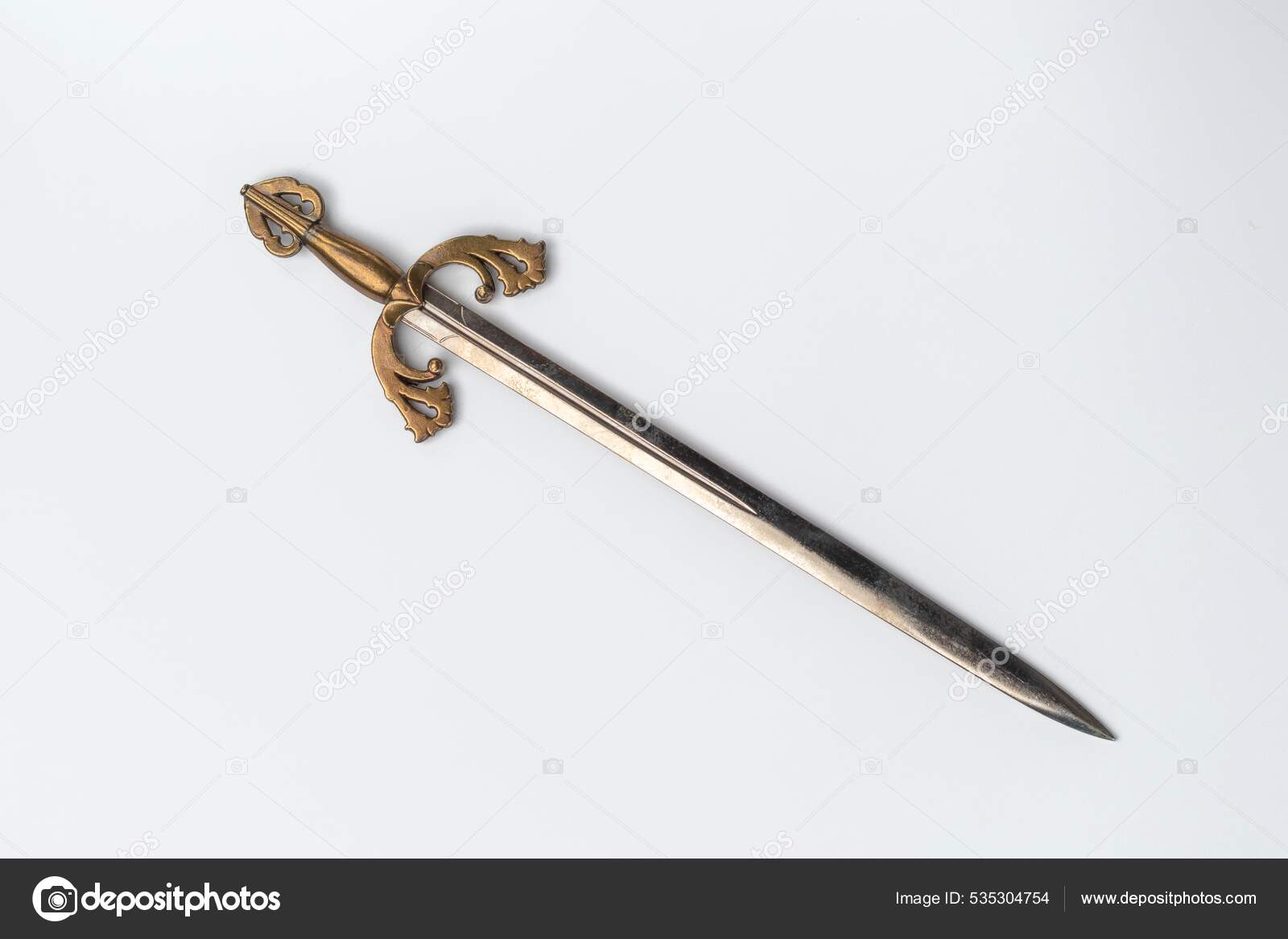 Antique Knight Sword Isolated White Background Religion Culture — Stock ...