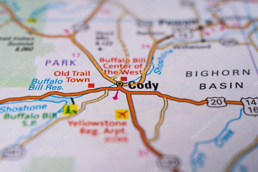 Cody en el mapa de Estados Unidos 2024