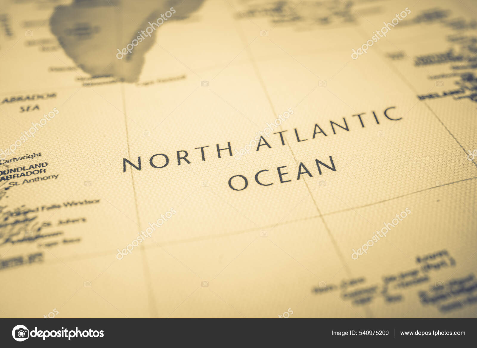 North Atlantic Ocean Map Travel Background Texture Stock Photo by ...