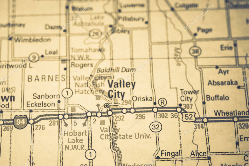 Valley City en el mapa de Estados Unidos 2023