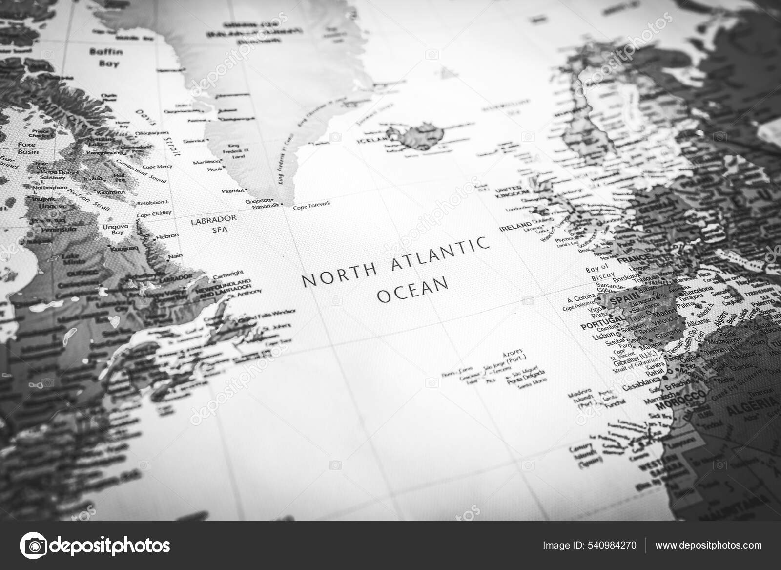 North Atlantic Ocean Map Travel Background Texture Stock Photo by ...