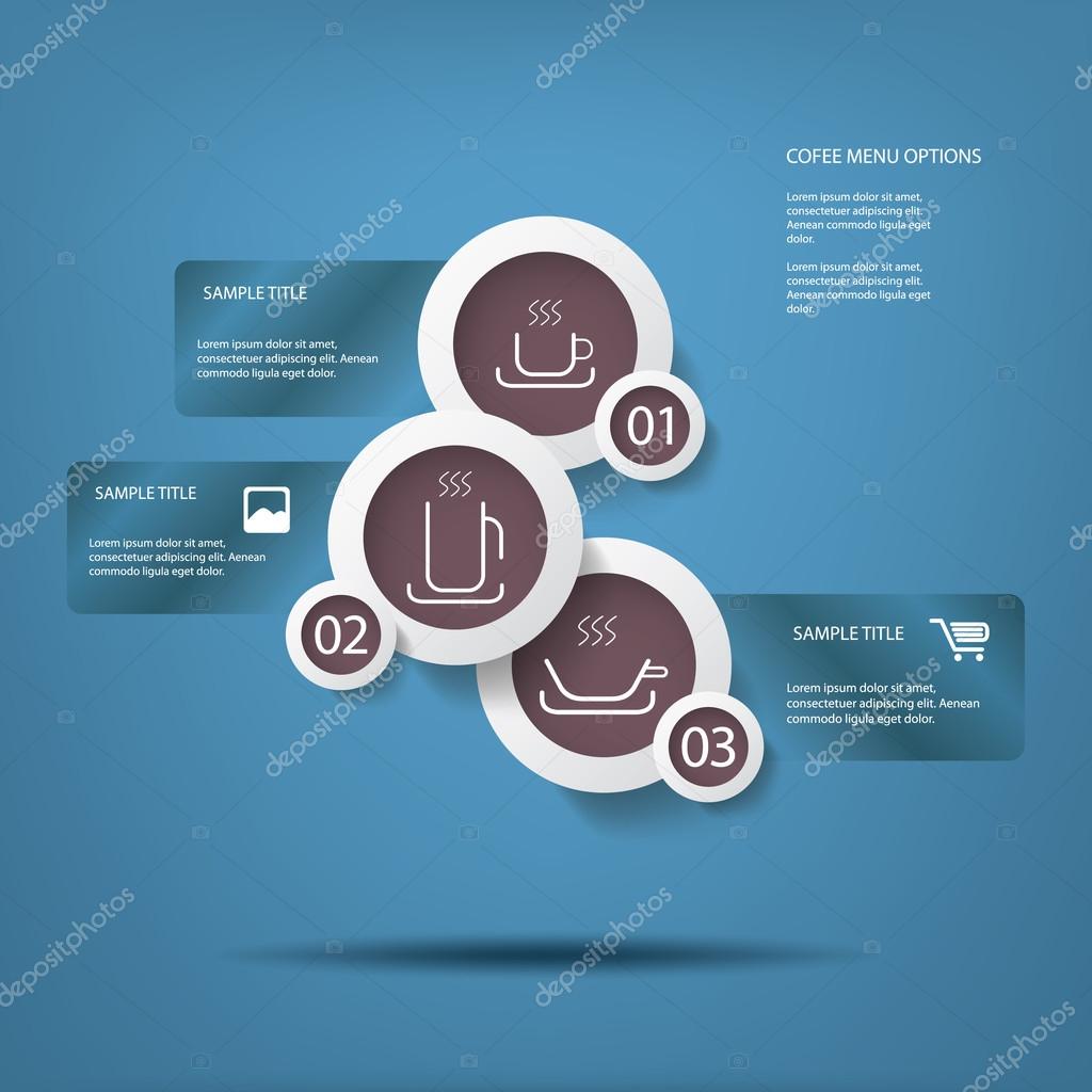 Round white infographic elements with various icons suitable for ...