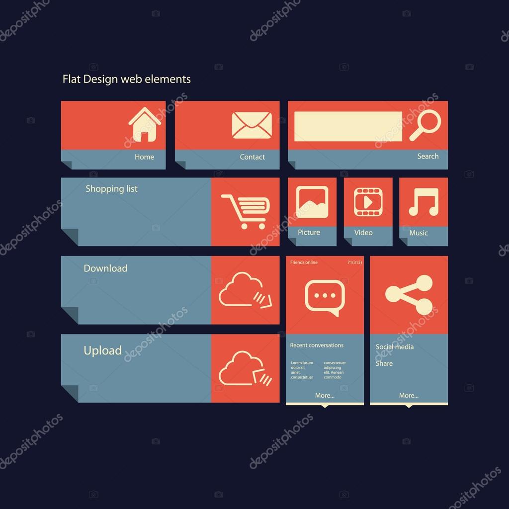 Graphic user interface vector illustration with various icons in modern ...