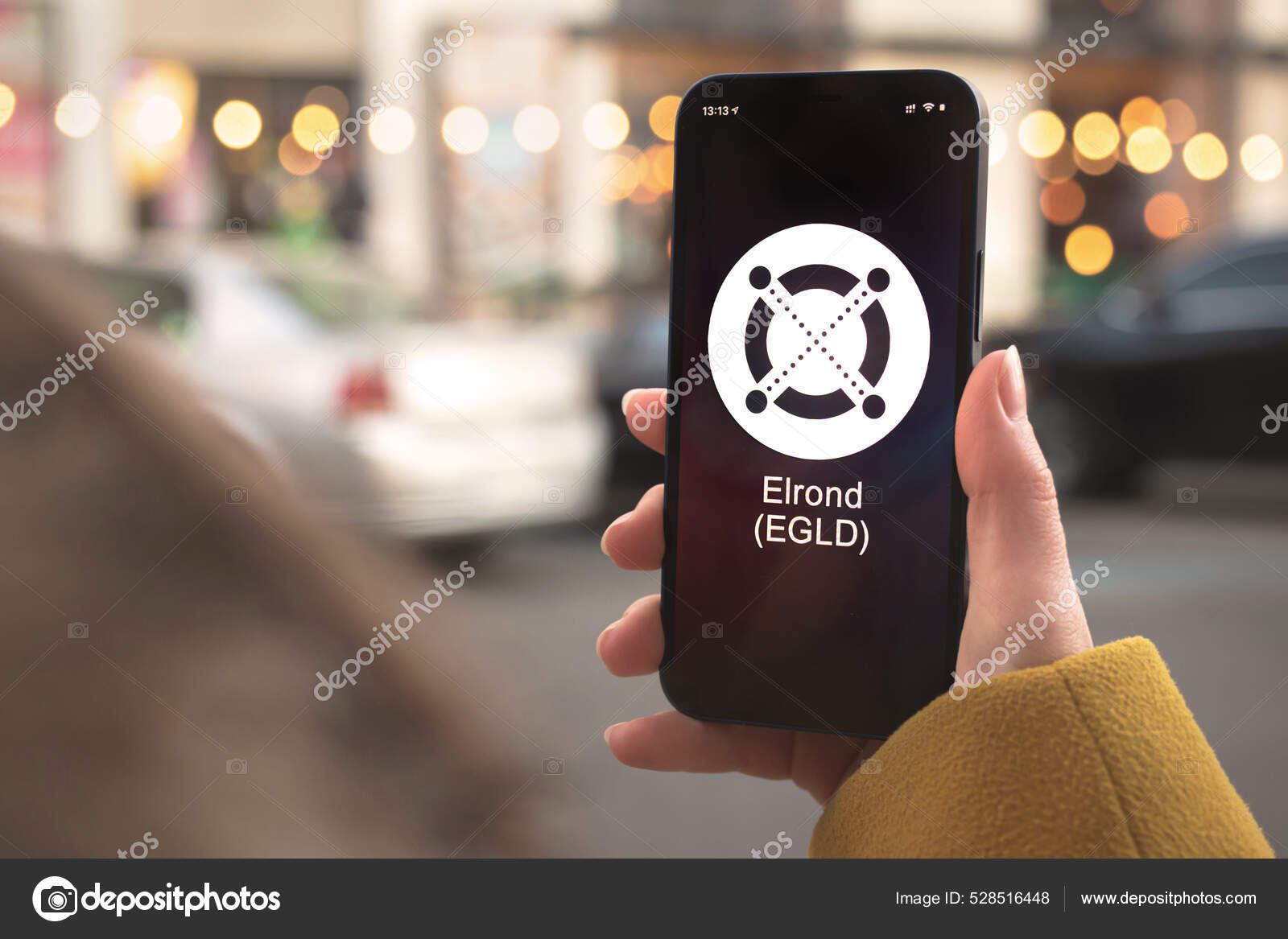 Elrond Egld Cryptocurrency Symbol Logo Business Financial Concept Hand ...