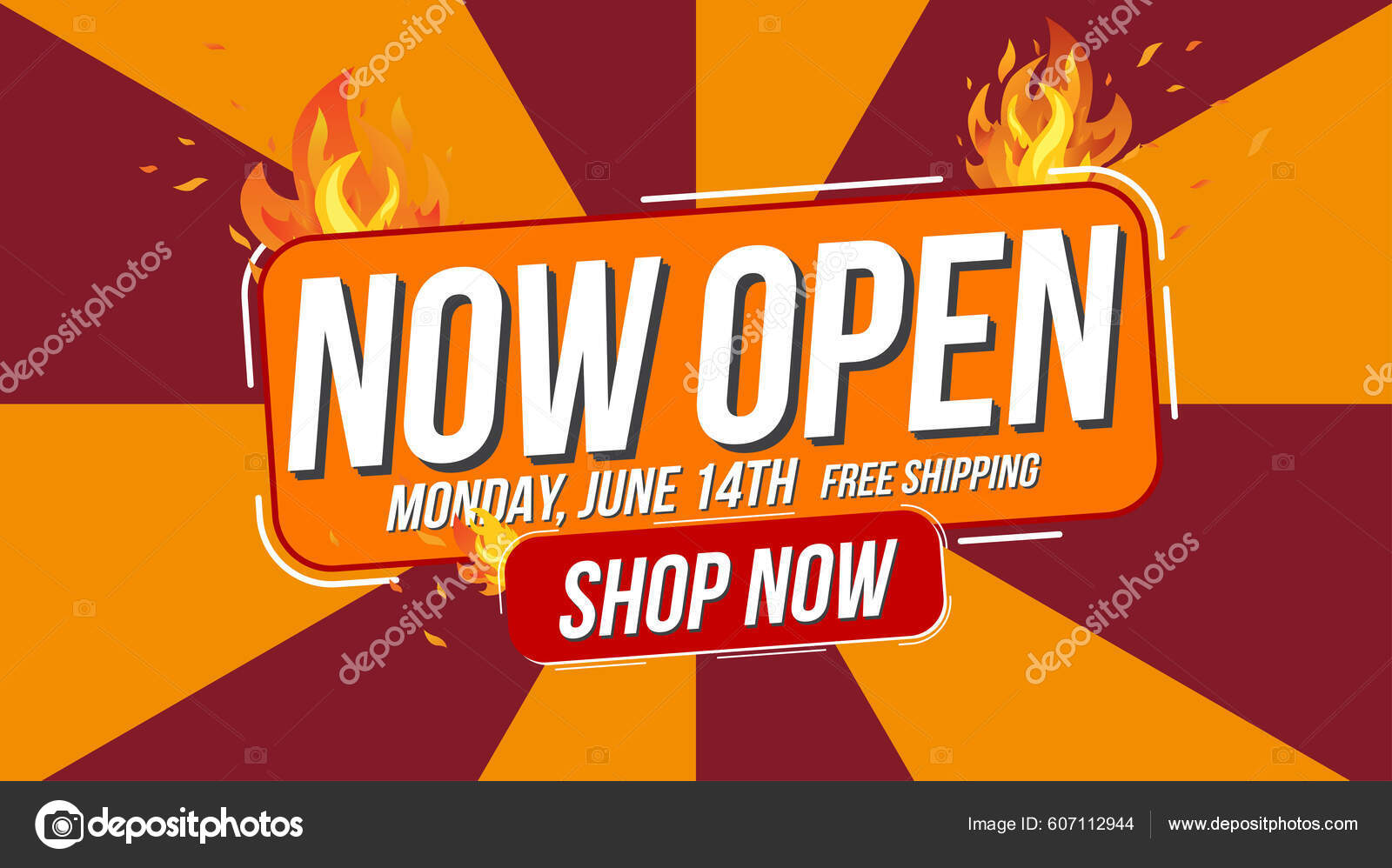 Now Open Shop New Store Red Orange Color Sign Black Stock Vector by ...