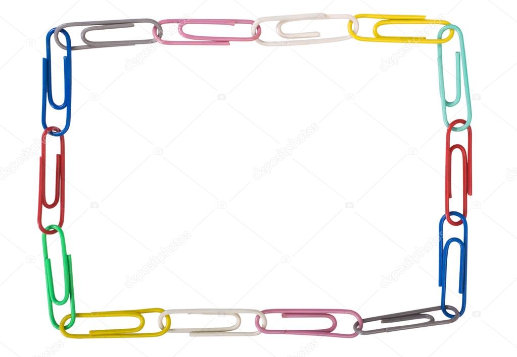 Assorted paper clips arranged in a rectangular shape Stock Photo by ...