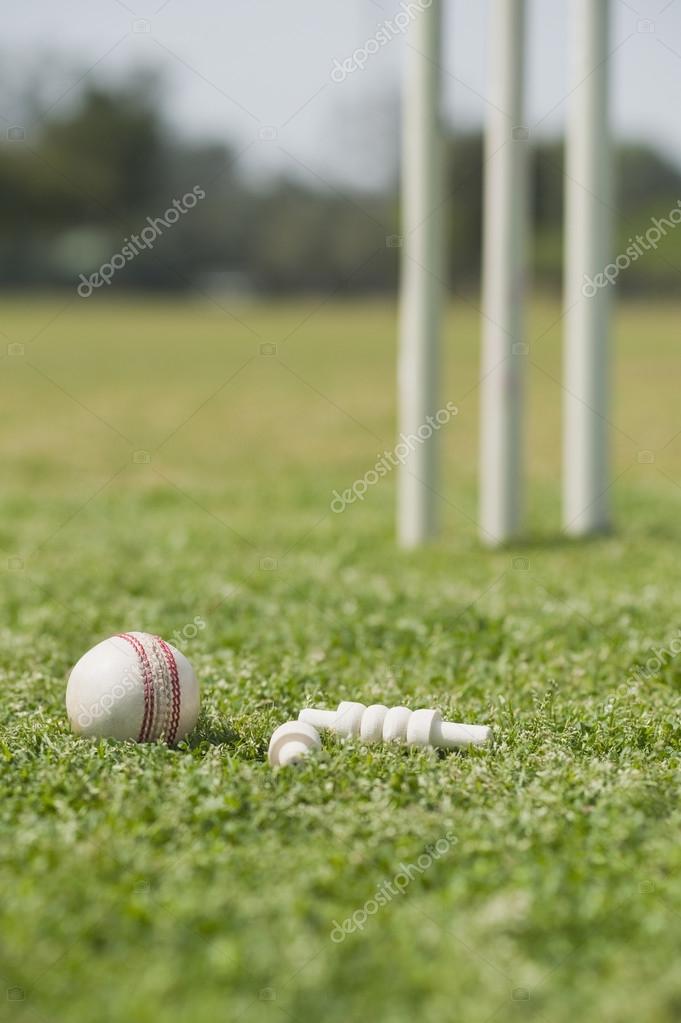 Cricket ball with bails — Stock Photo © imagedb_seller #33035033