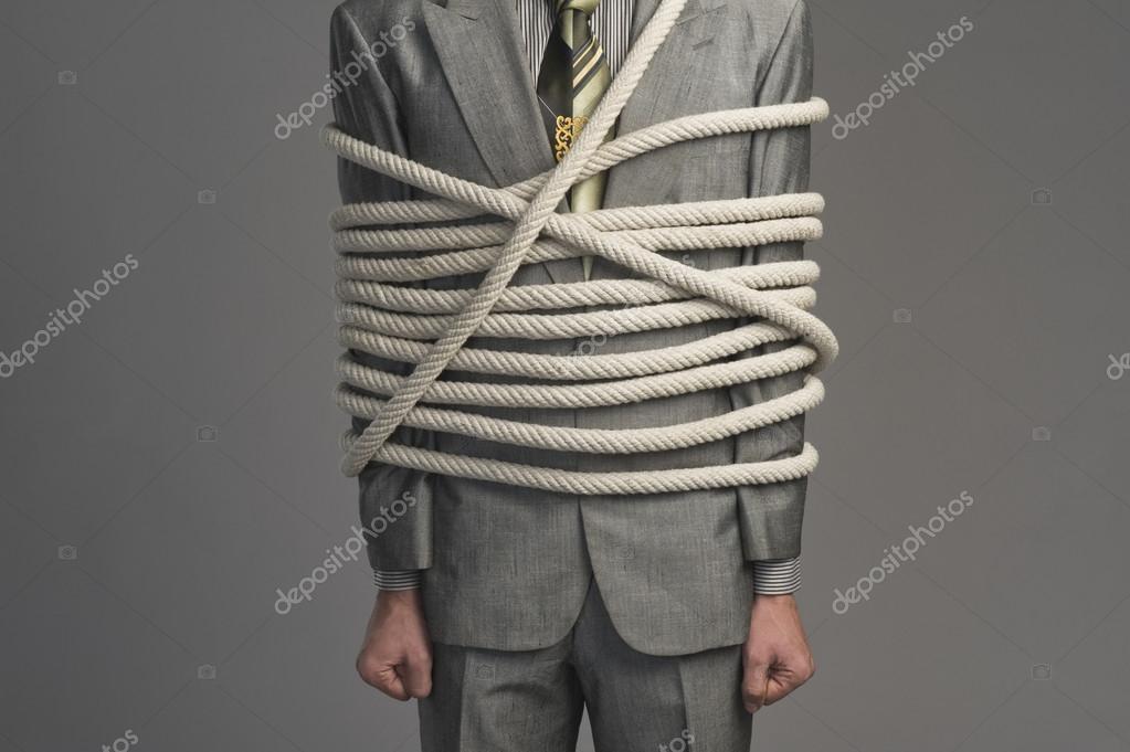 Zakenman Vastgebonden Met Touwen — Stockfoto © Imagedb Seller 33039251