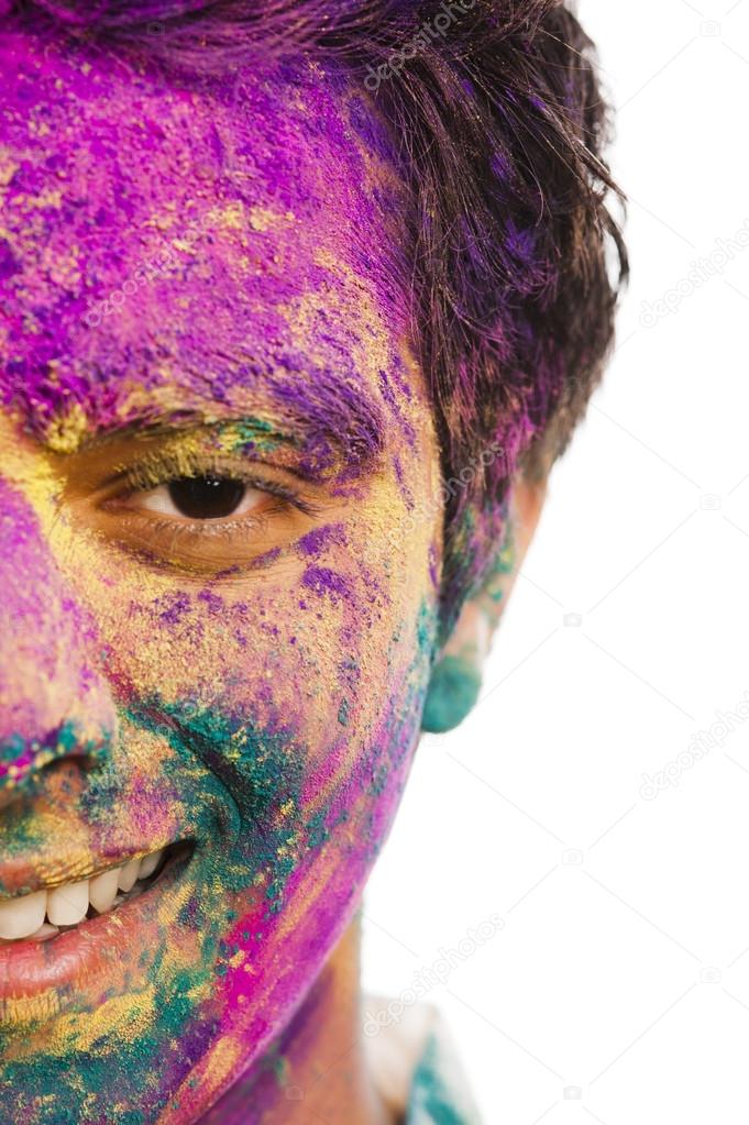 Mans face covered with powder paint Stock Photo by ©imagedb_seller 33260167