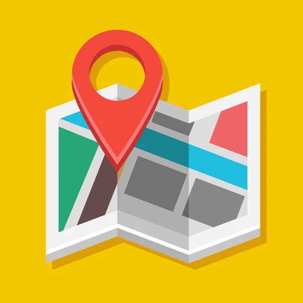 Vector Map with Label Icon, Flat colored location icon Stock Vector ...