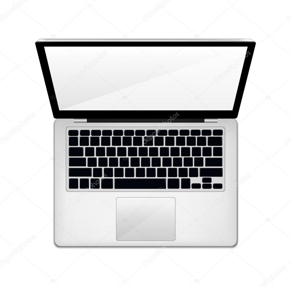Vector Realistic Laptop Top View Stock Vector by ©prettyvectors 48068429