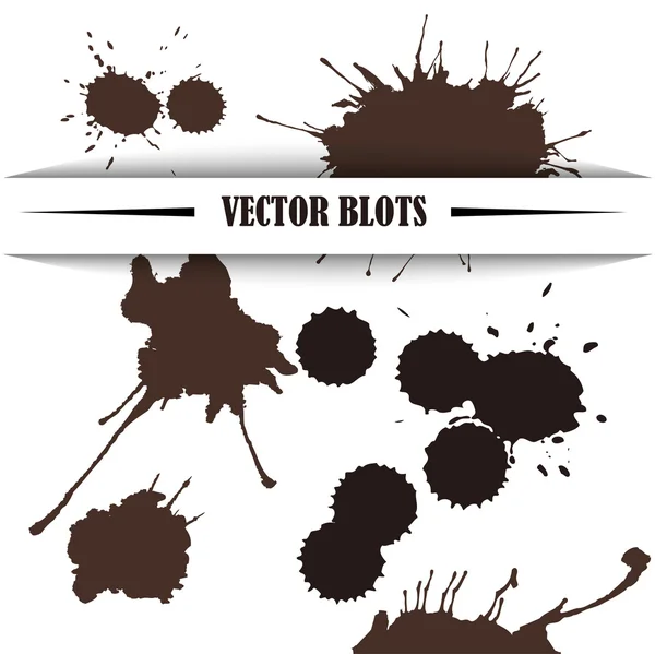 Set: Ink spots (splashing, blob, spatter, black blot, splat, blotch ...