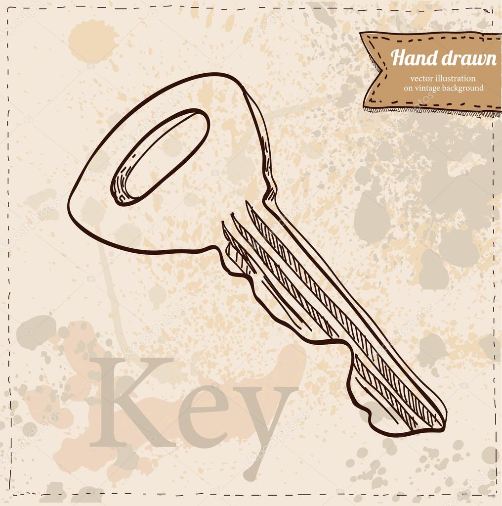 Key on vintage background hand drawn Stock Vector Image by ©iriskana ...