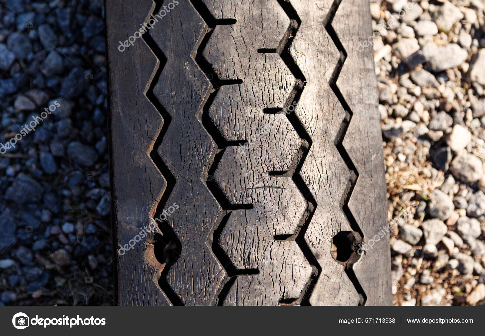 Patterned Tire Has Been Flattened Ground Stock Photo by ©PeterEkvall ...