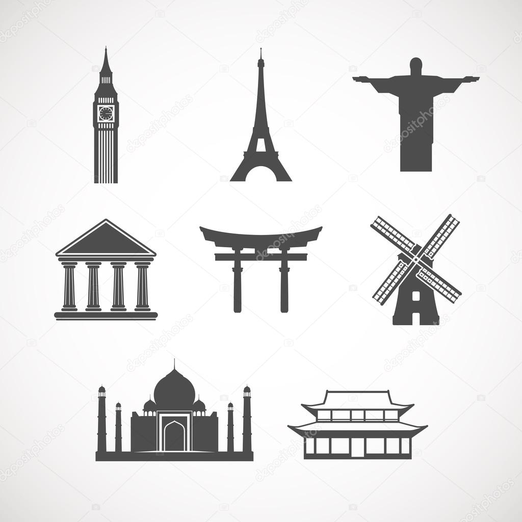 Set of the world landmark icons — Stock Vector © maximmmmum #35135139