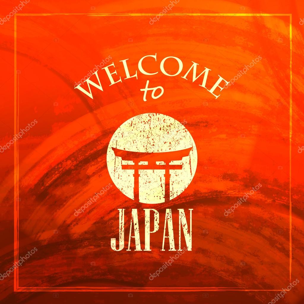 Illustration with Japanese gate icon. welcome to Japan Stock Vector ...