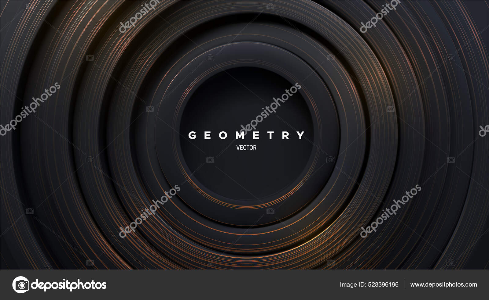 Black concentric shapes with golden striped pattern. Stock Vector by ...