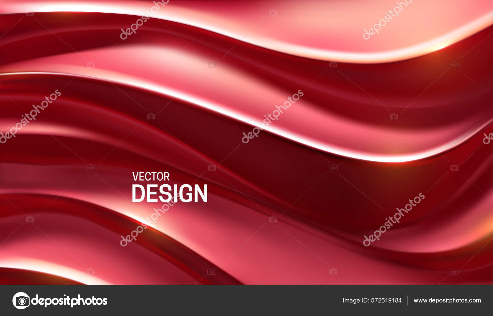 Red Glossy Waves Curvy Pattern Vector Illustration Abstract Luxury ...