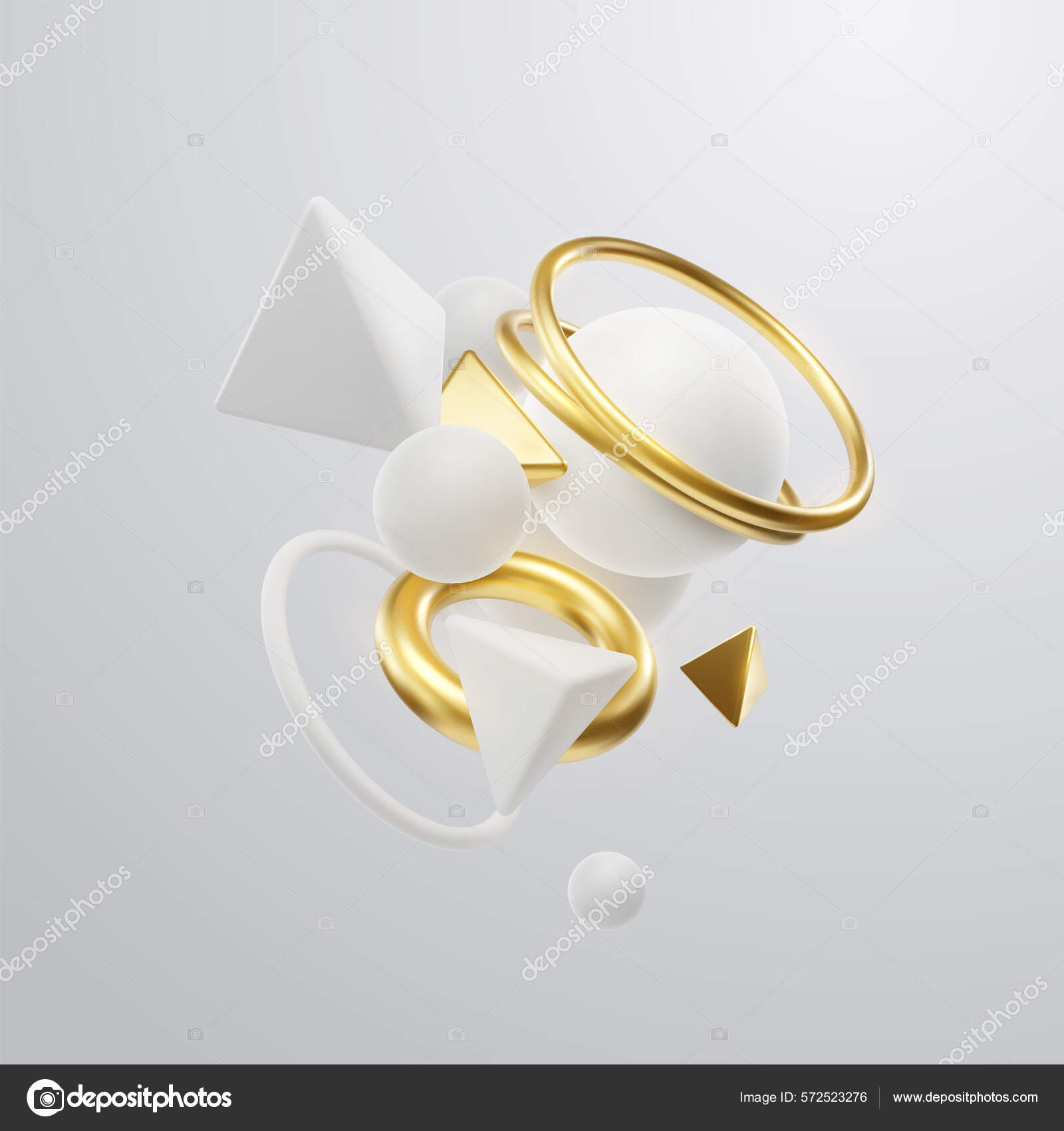 White Golden Geometric Shapes Cluster Abstract Elegant Background ...