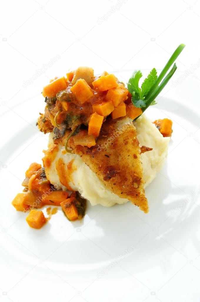 Caribbean style fish with akee — Stock Photo © neillangan #34997045