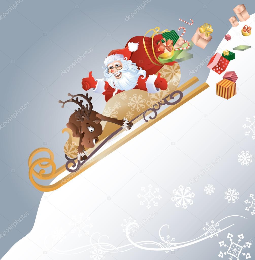 Santa Claus y renos Vector de stock por ©anfili 36061465