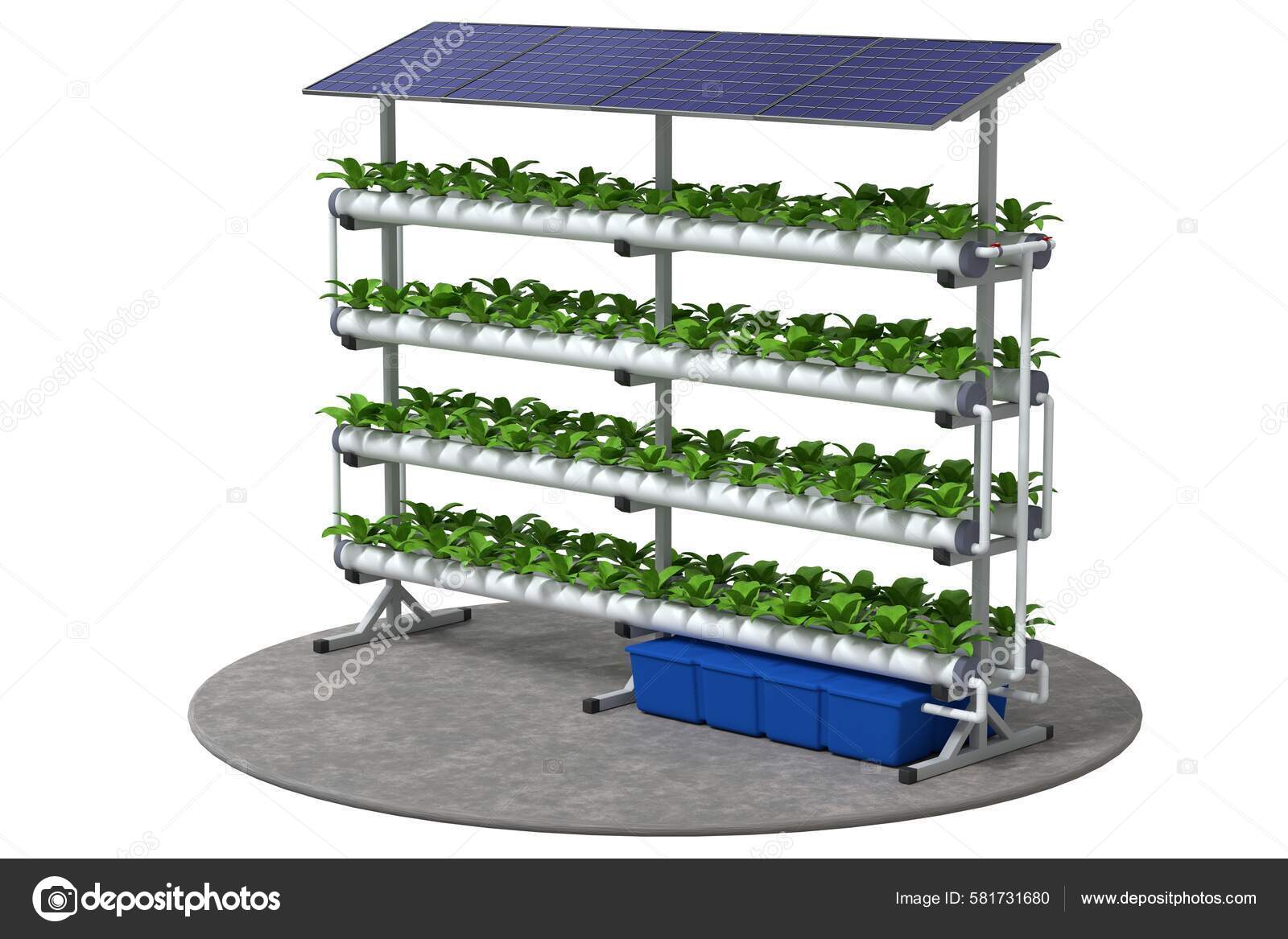 Vertical Hydroponics Farm Solar Panels Hydroponic System Growing Plants ...