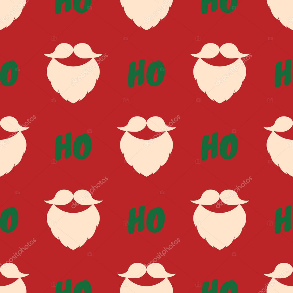 Patr n de Navidad. Fondo sin costuras vectorial con barba, bigote y texto Ho Ho Ho. Colores ...