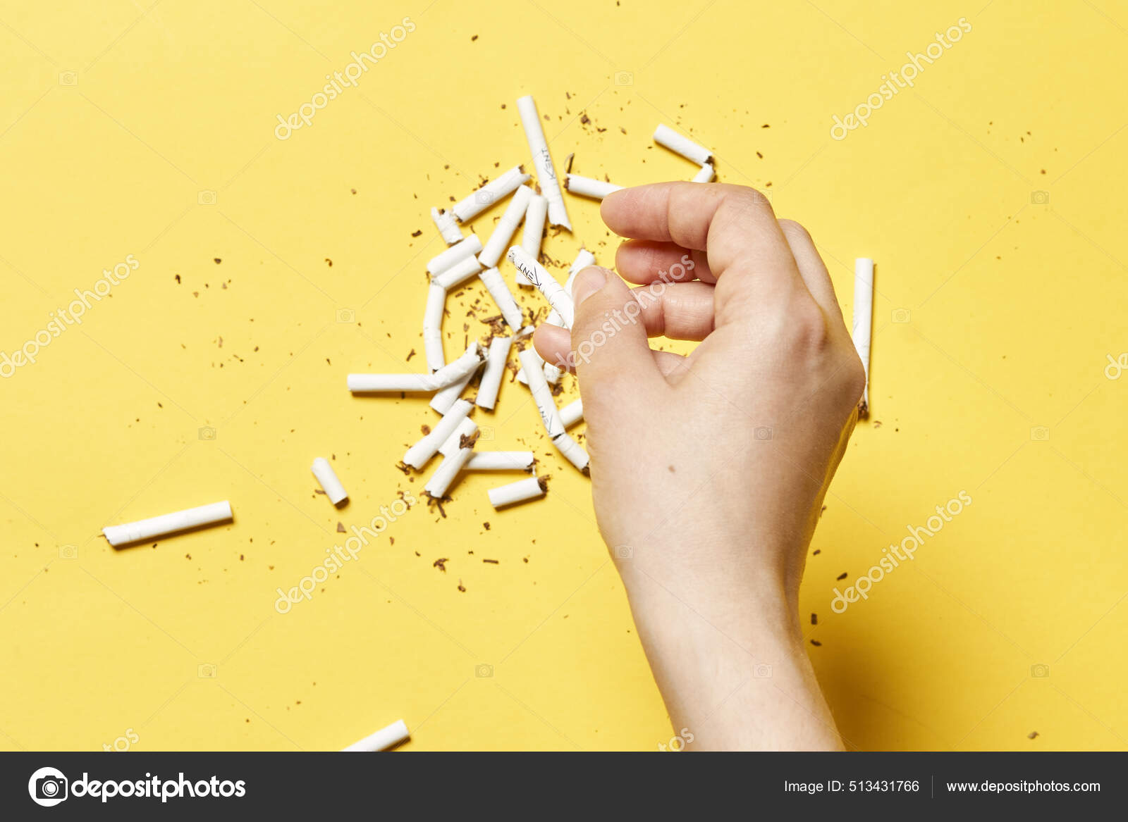 Crumpled Cigarettes Hand Yellow Background Stock Photo by ©Wirestock ...