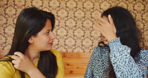 Two Indian Women Sitting Together Talking Home — Stock Video ...