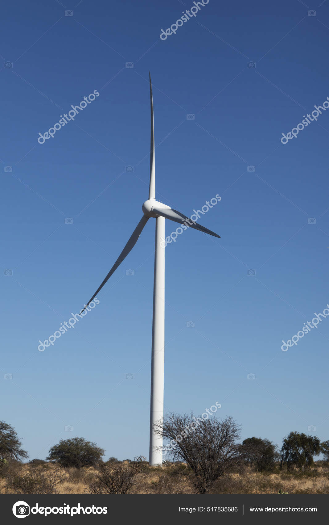 Vertical Shot Single Wind Turbine Middle Field Sunny Day — Stock Photo ...