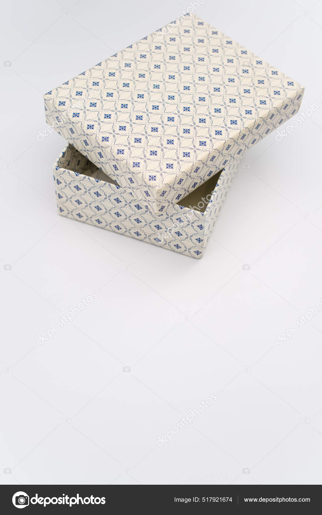 Closed White Paperboard Decorated Box White Background Text Space ...