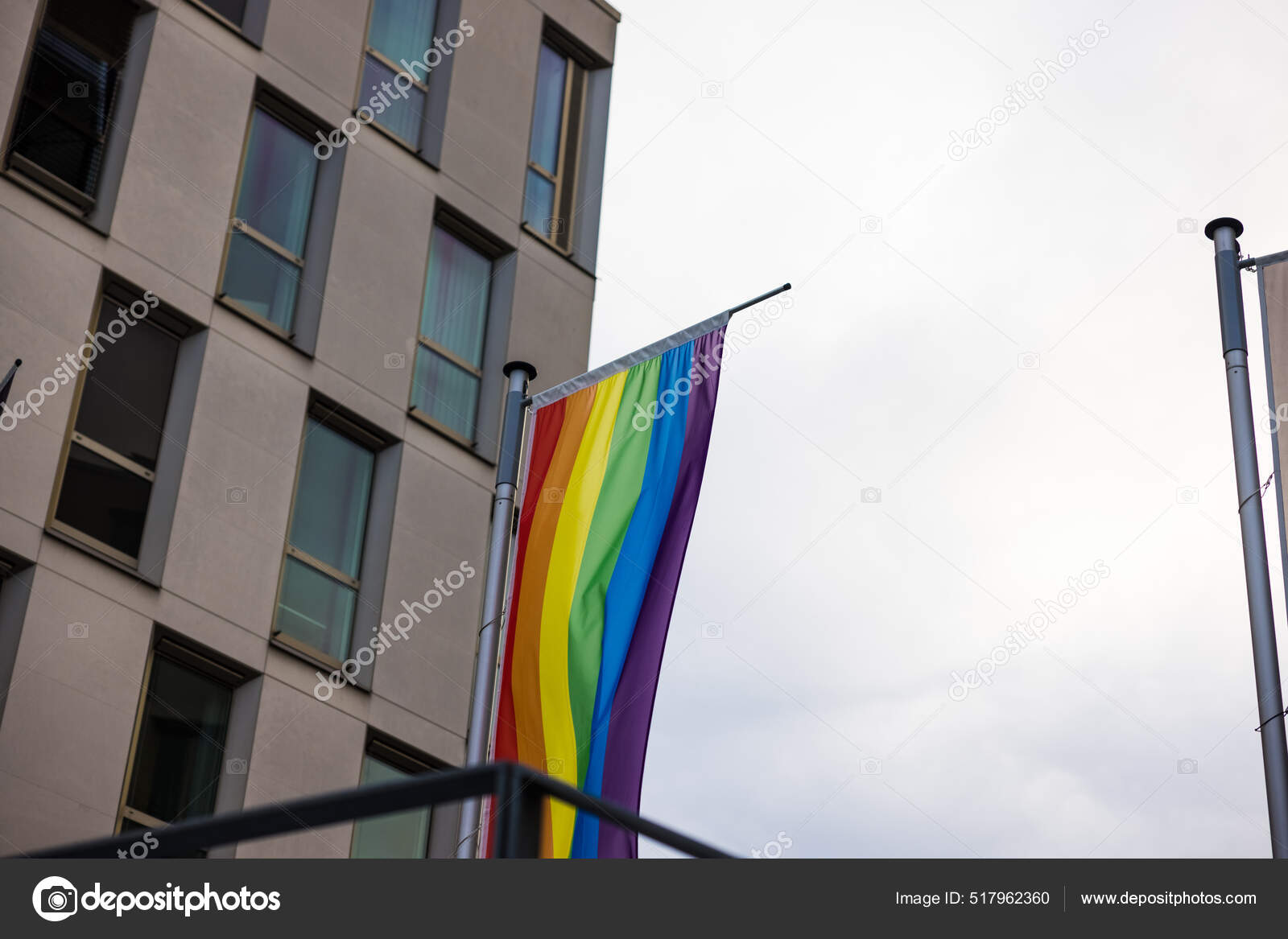 Serene View Pride Flag Hanging Flagpole Modern High Rise Building ...