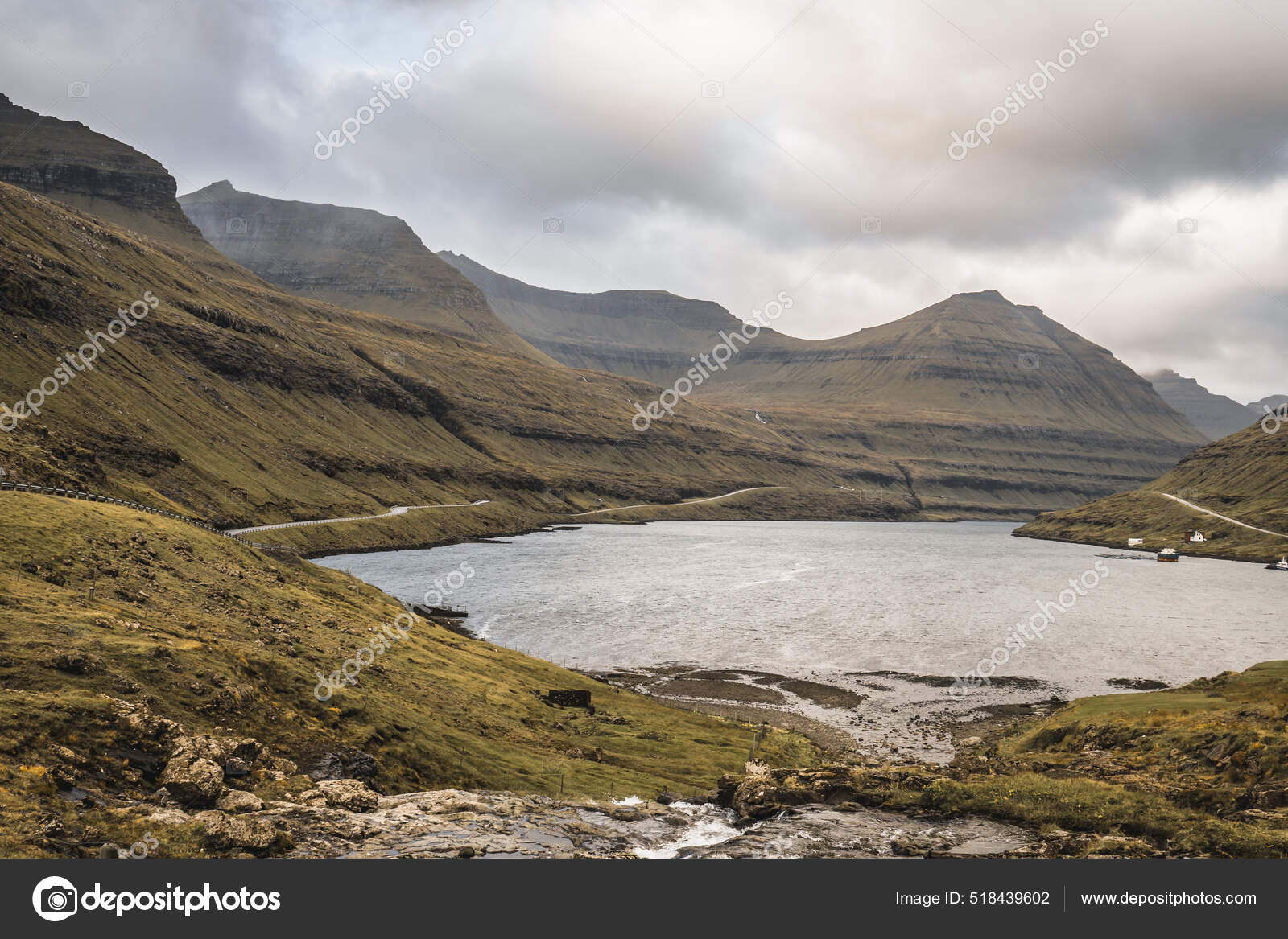 Lush Green Valleys Imposing Basalt Cliffs Waterfalls Plunging Directly ...