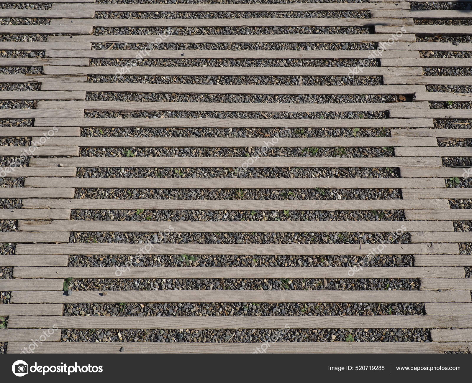 Footpath Made Wooden Slats Gravel Horizontal Arrangement Stock Photo by ...