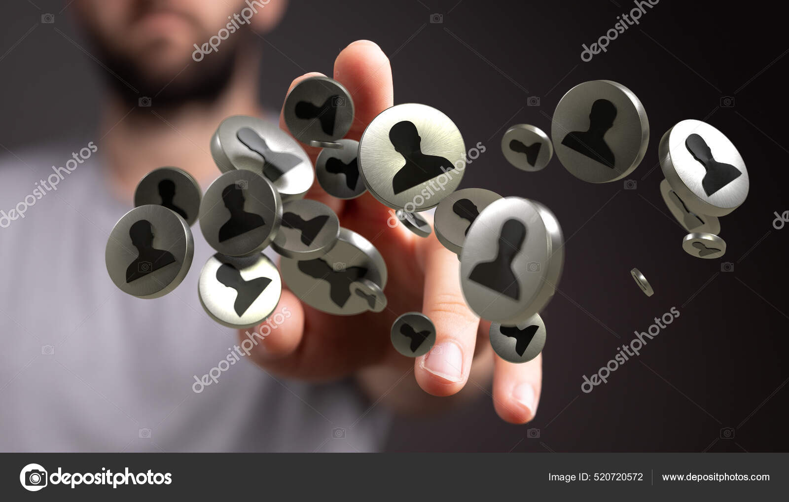 Male's Hand Pointing Illustrated Organization Chart Team Concept Stock ...